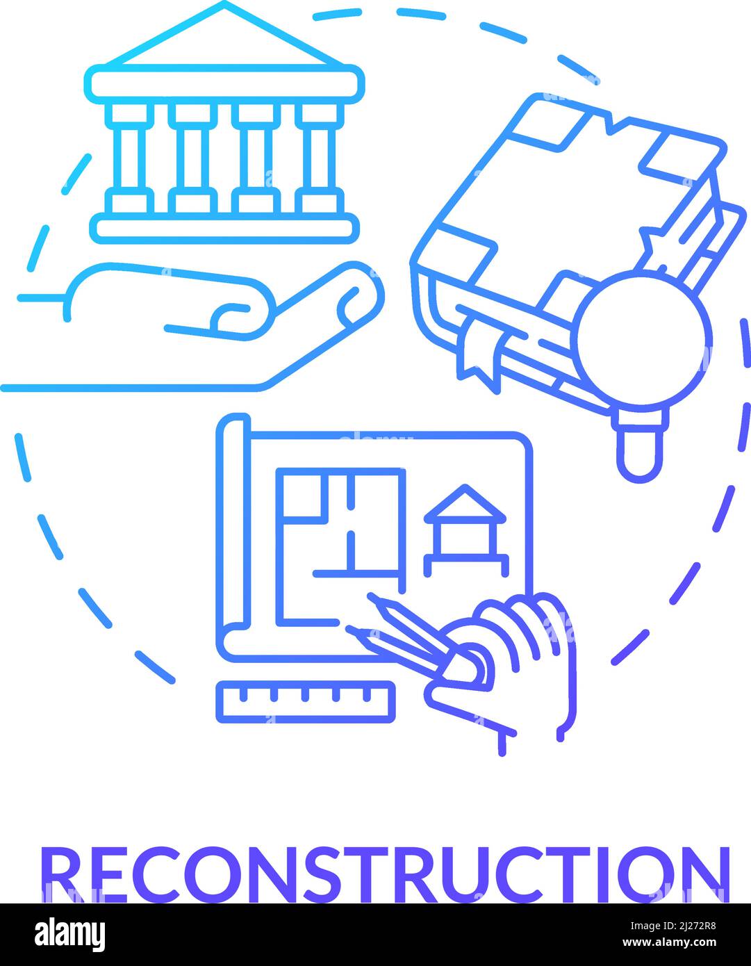 Reconstruction blue gradient concept icon Stock Vector Image & Art - Alamy