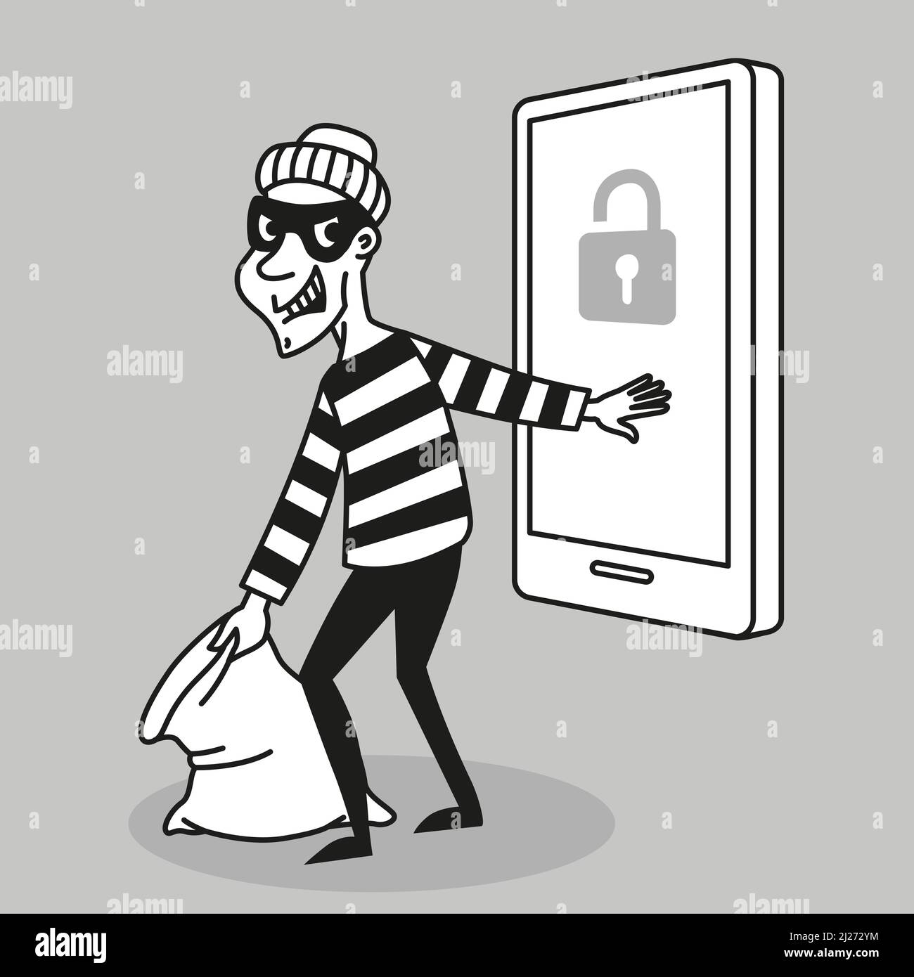 Vector concept. Hacker steals personal data and funds from a mobile ...