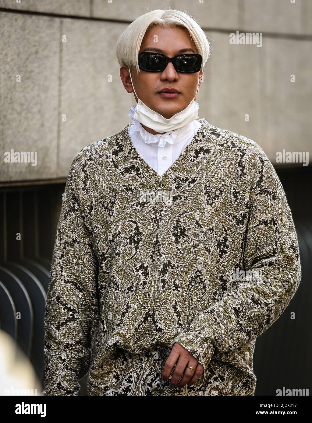 MILAN, Italy- February 25 2022: Bryan Boy on the street in Milan Stock ...