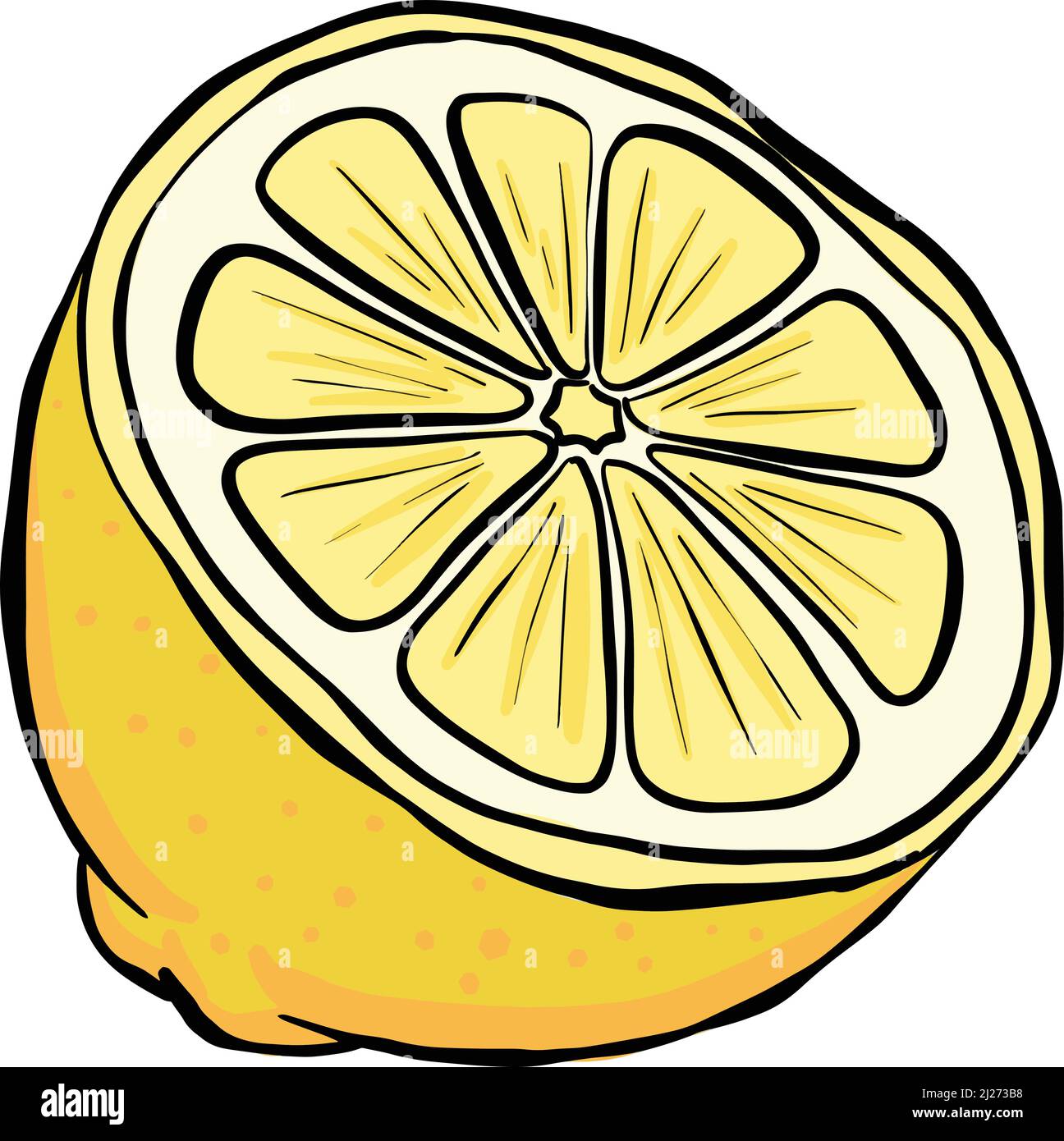 Cartoon Sliced Lemon Fruit Illustration Stock Vector Image & Art - Alamy