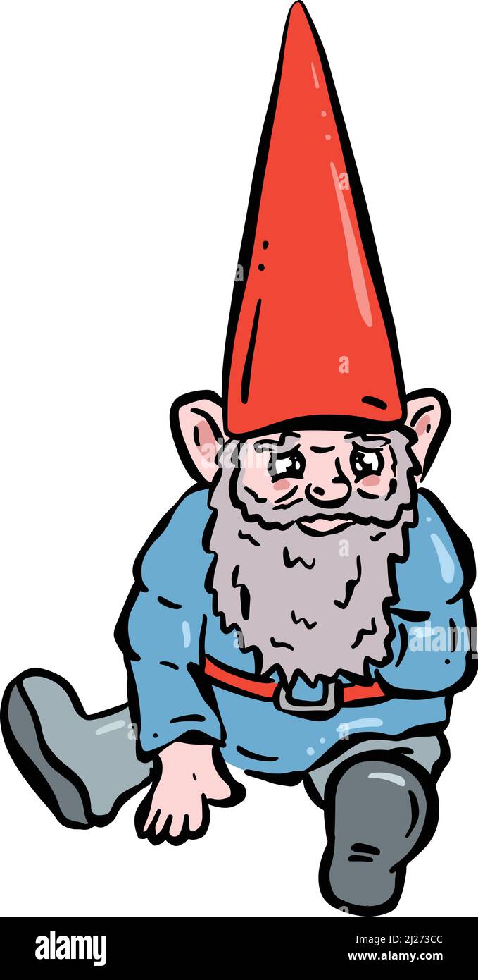 Funny Cartoon Gnome with Red Hat and Beard Illustration Stock Vector ...