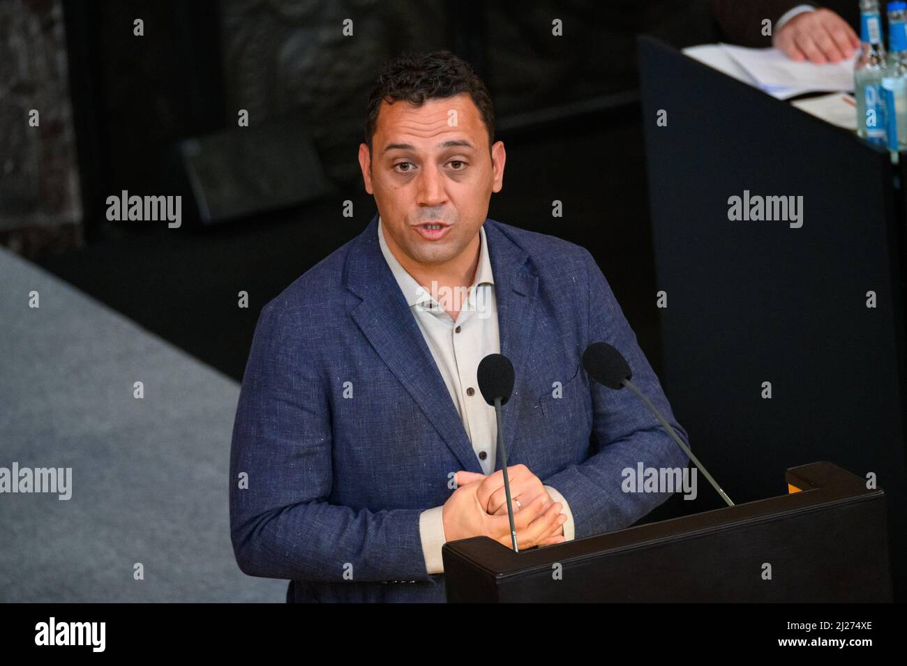 Hamburg, Germany. 30th Mar, 2022. Deniz Celik (Die Linke), his party's ...