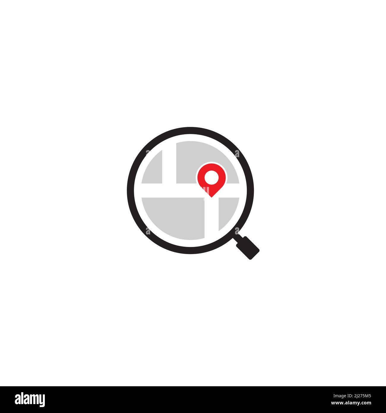 Magnifying Glass, Map and Location Mark Stock Vector Image & Art - Alamy
