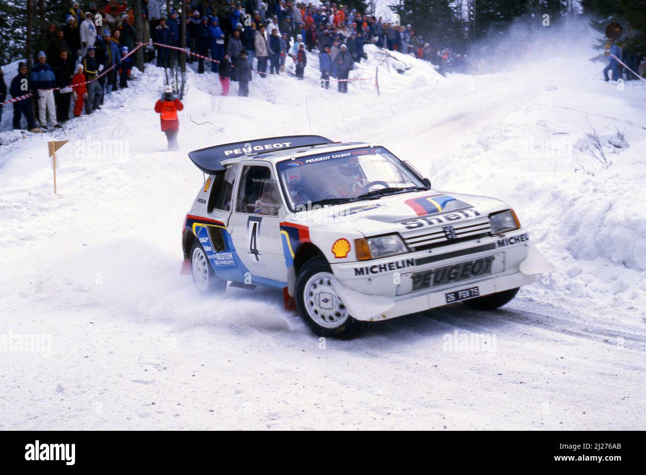 Juha Kankkunen (FIN) Juha Piironen (FIN) Peugeot 205 T16 E2 GrB Peugeot Talbot Sport 1st ...