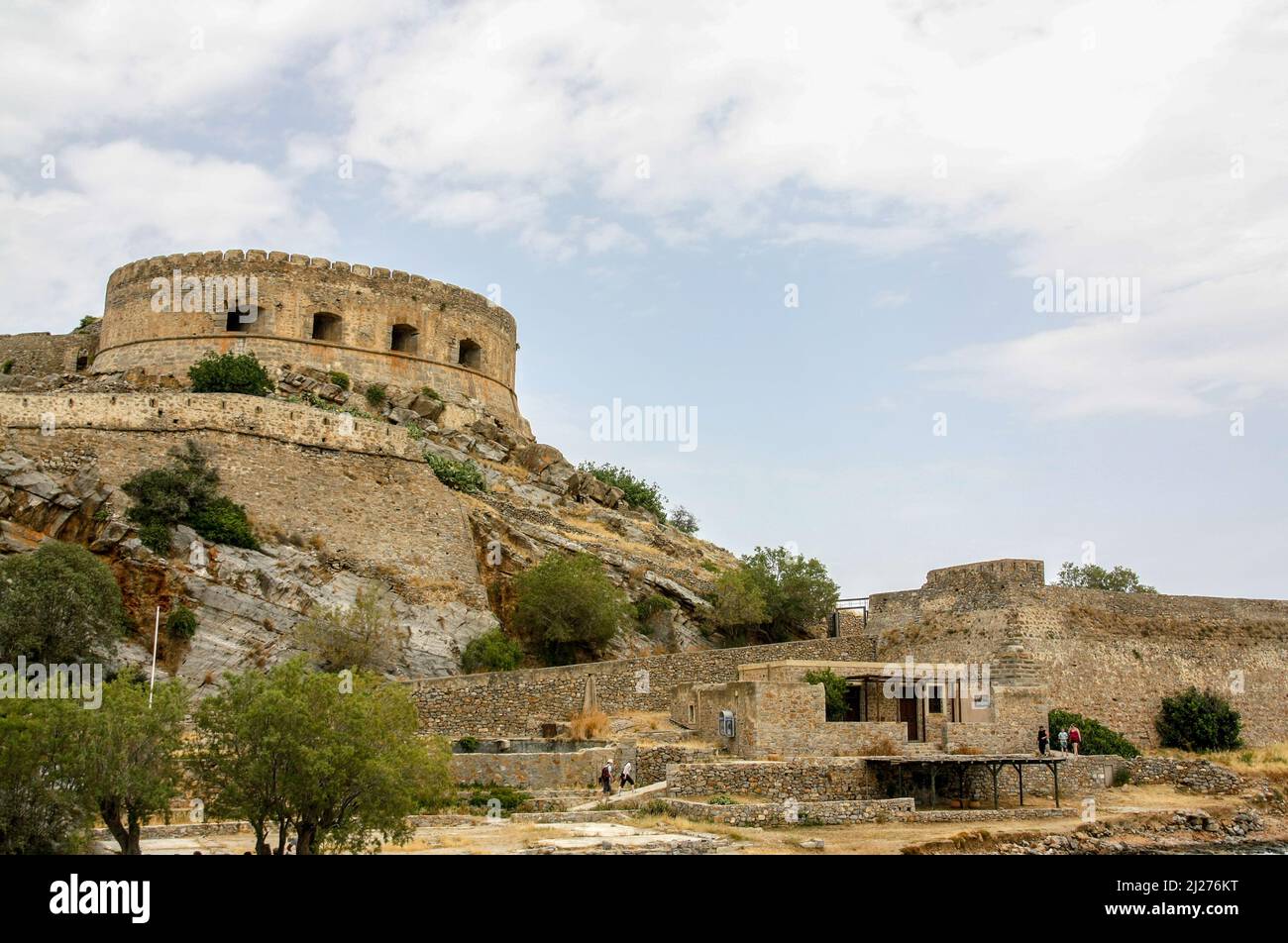 Fort on the abandoned Island, Spinalonga, Crete, Greece Stock Photo - Alamy