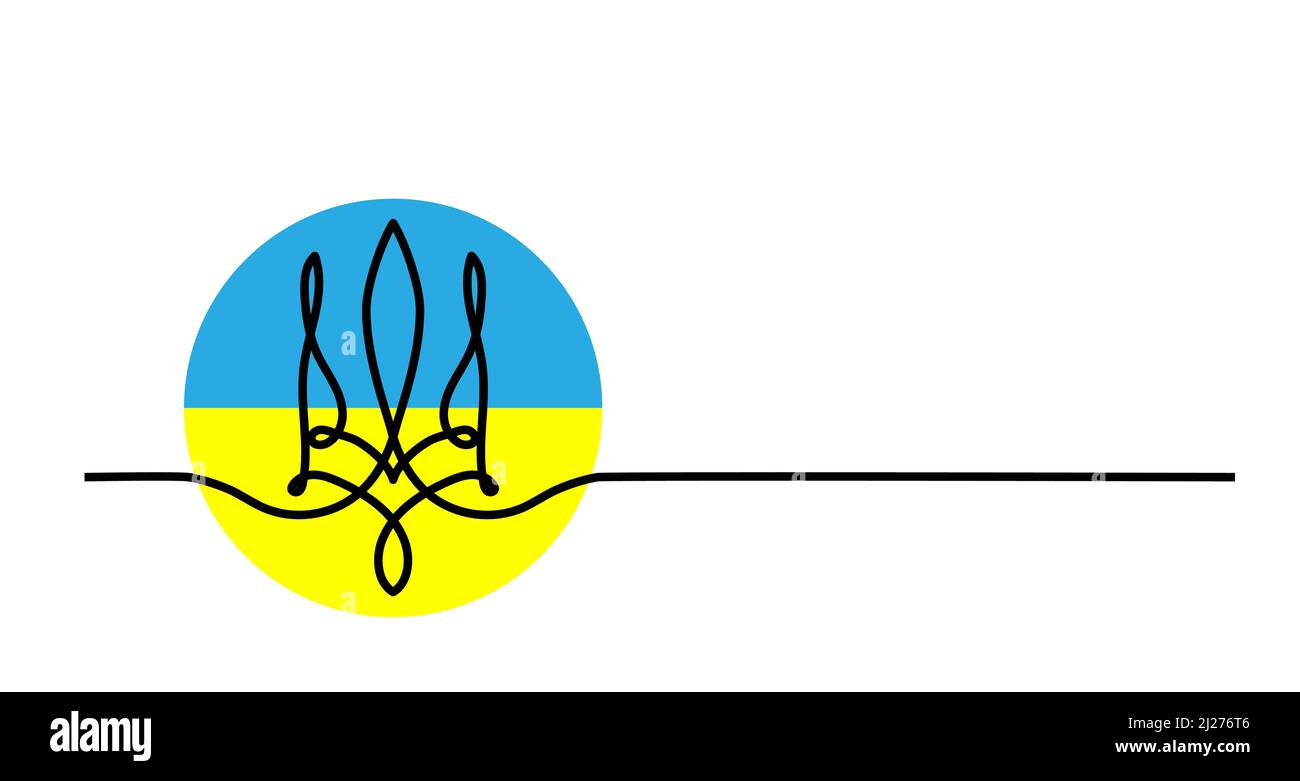 Emblem of Ukraine background. Trident, coat of arms icon, round sign ...