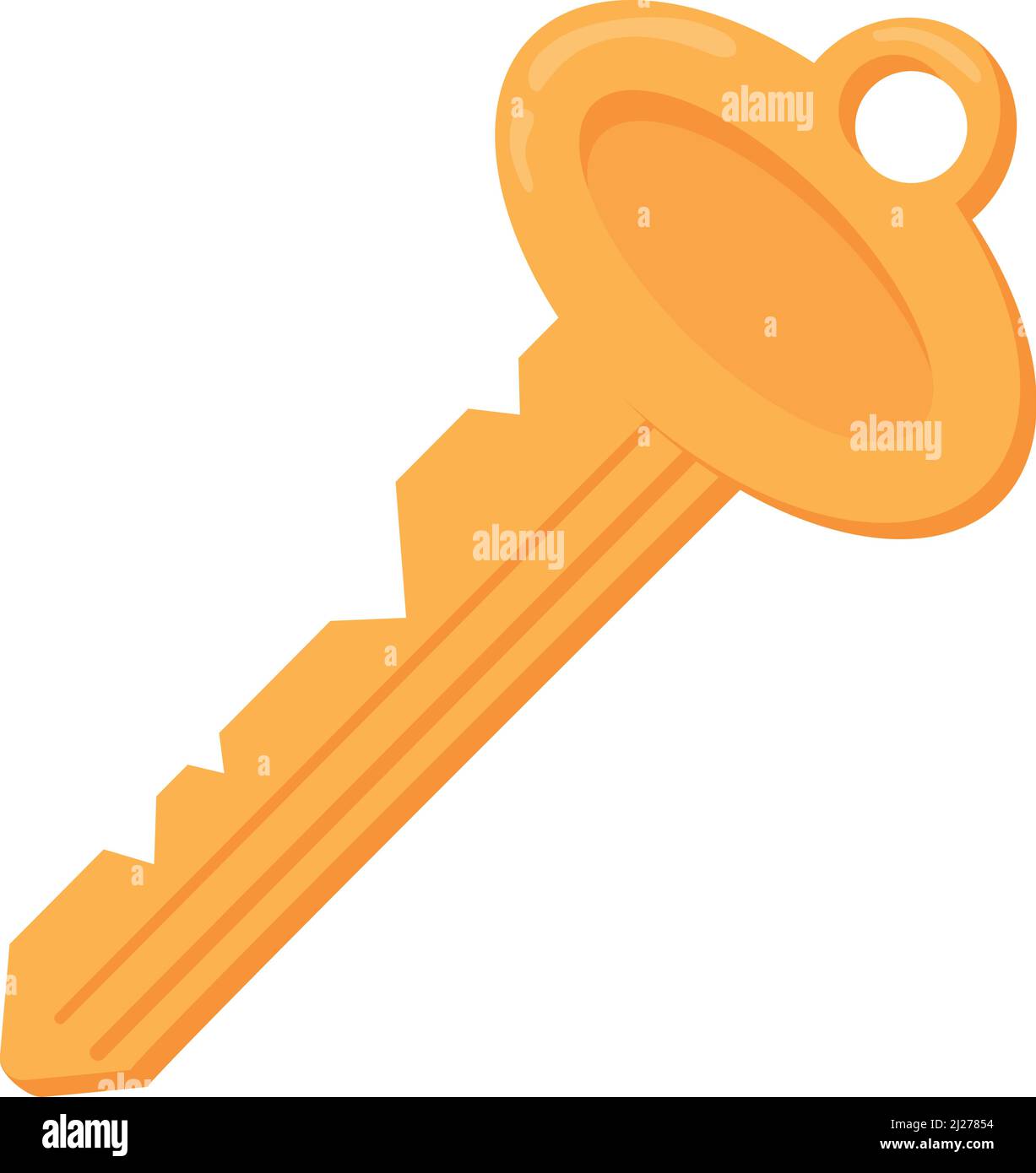 Golden key icon. Luck and wealth cartoon symbol isolated on white ...