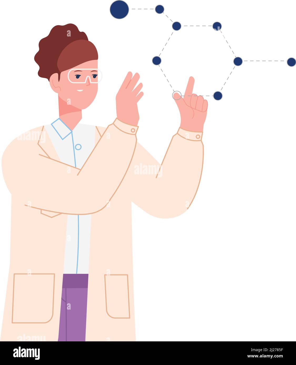Woman studying visual structure. Science research concept isolated on ...