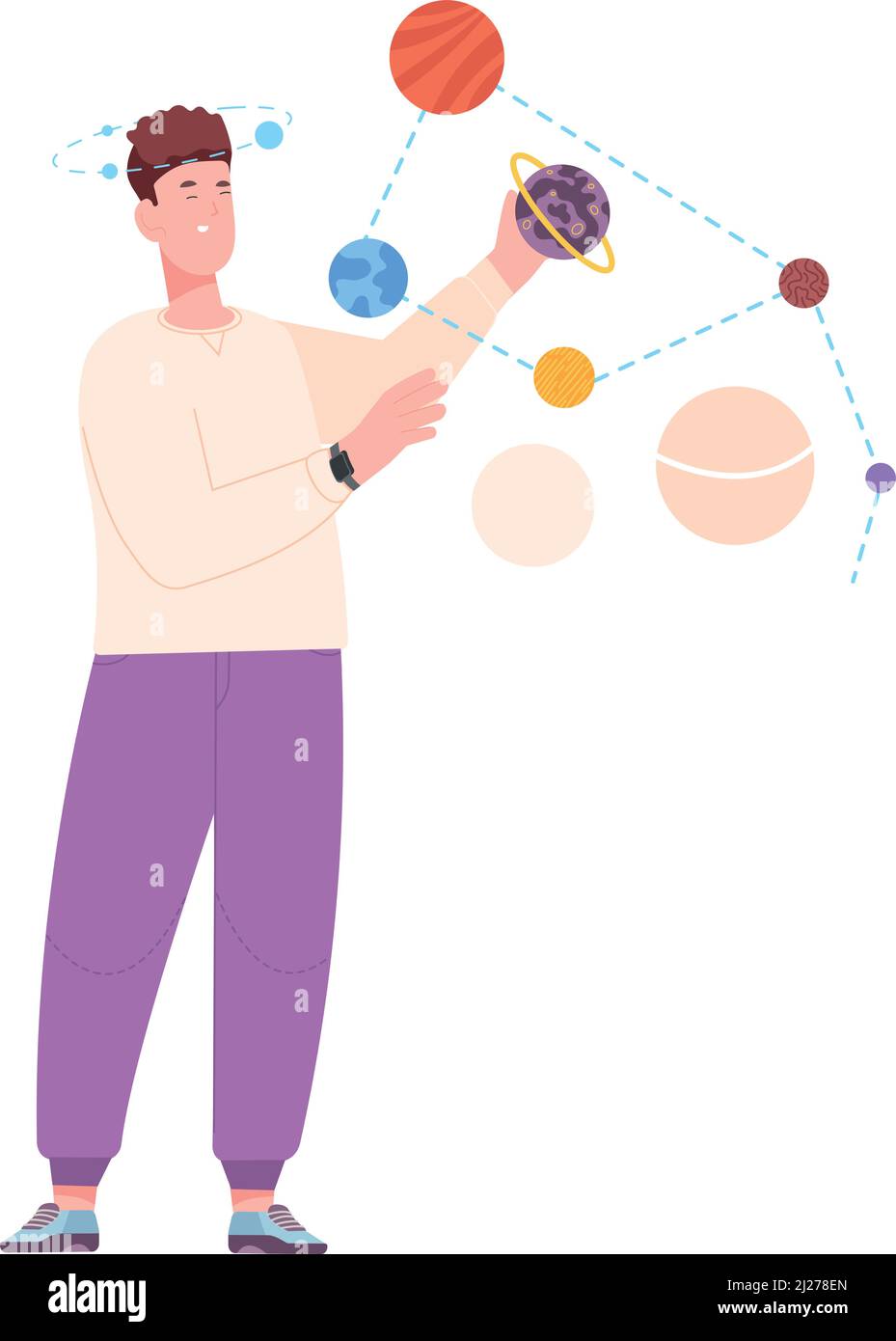 Structural thinking mindset. Man organizing logical connections ...