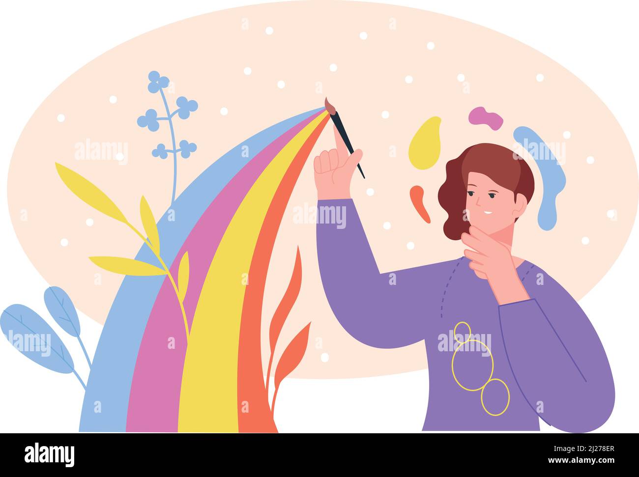 Imaginative person. Woman with creative mindset. Artistic character ...