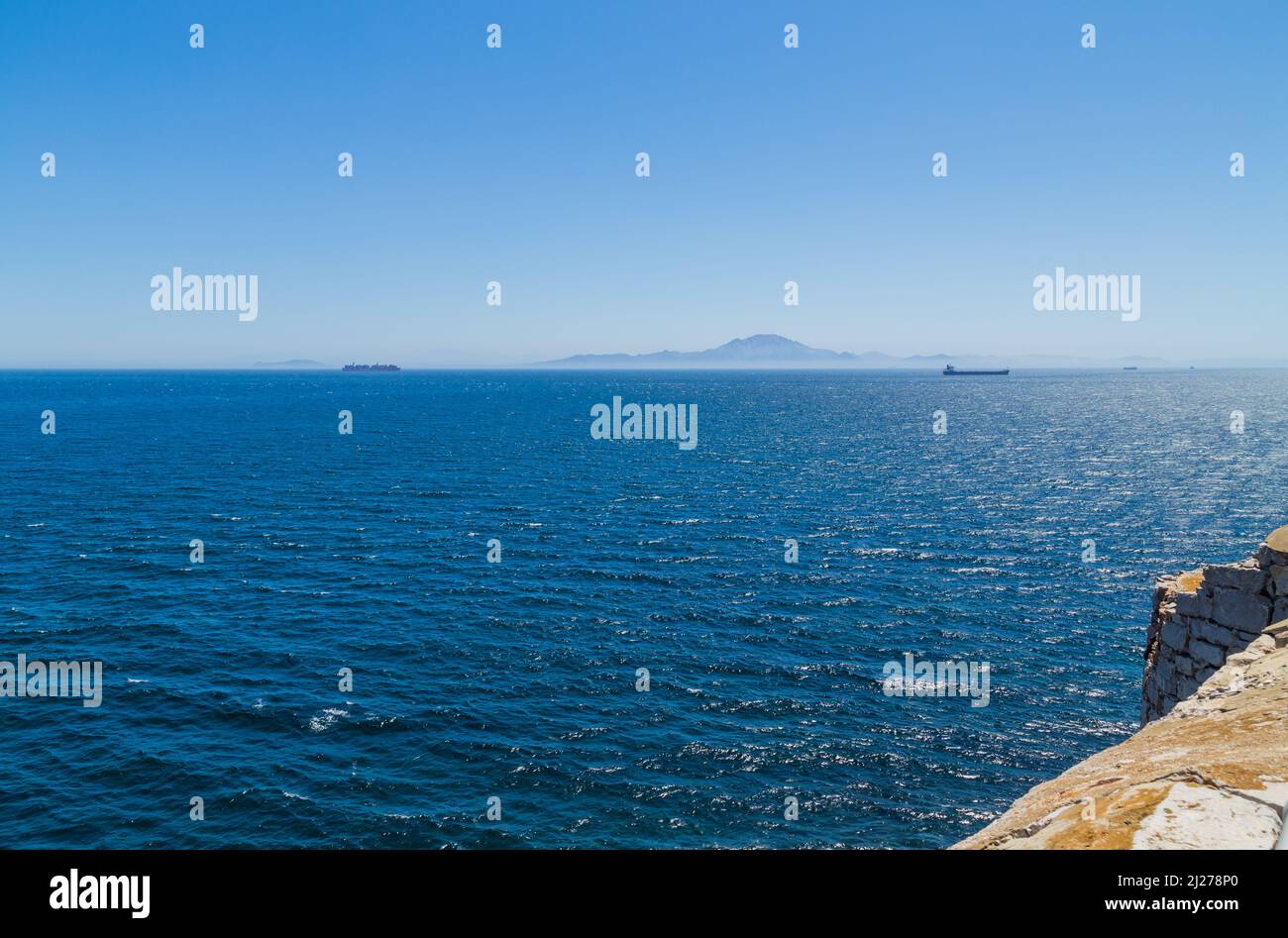 View from Spain to the Strait of Gibraltar with Morocco on the other ...