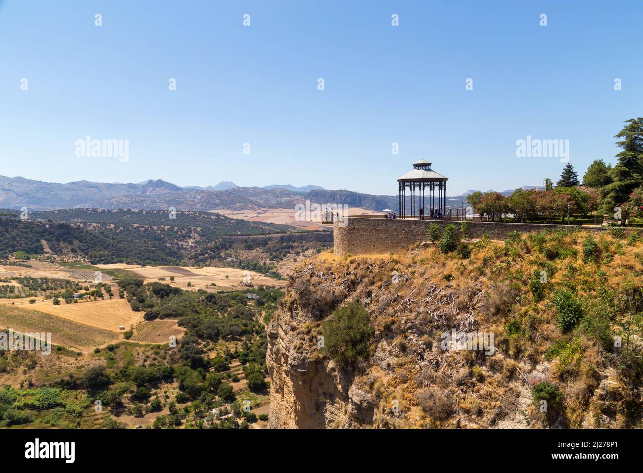 Ronda, Spain - 6 August, 2021: Bandstand in beautiful Ronda city, with ...