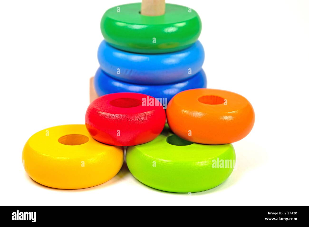 Ring stack tower isolated against white background Stock Photo - Alamy