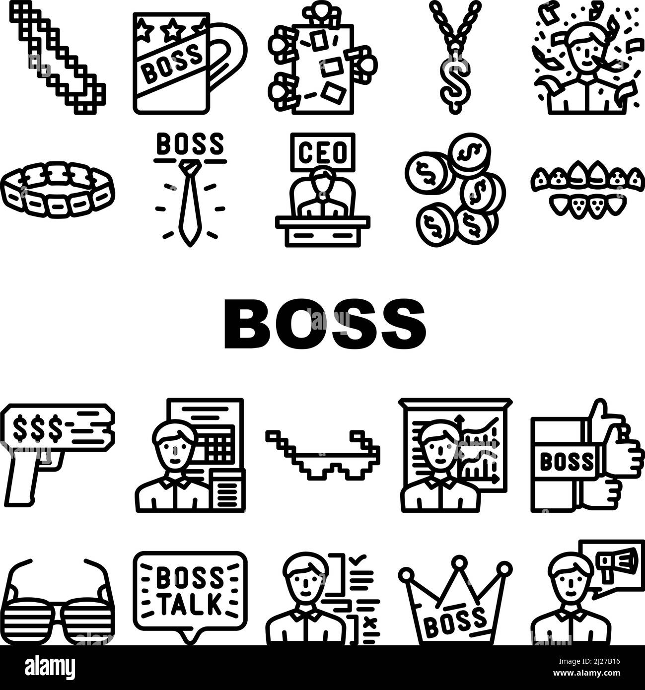 Businessman item line icons Black and White Stock Photos & Images - Alamy