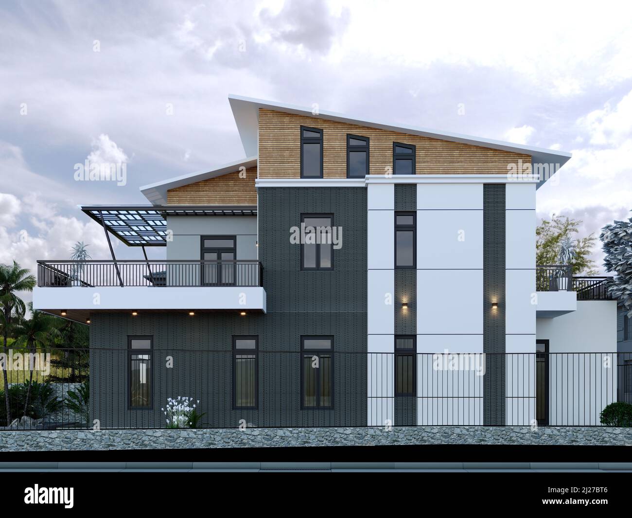 3d render of apartment house exterior view Stock Photo - Alamy