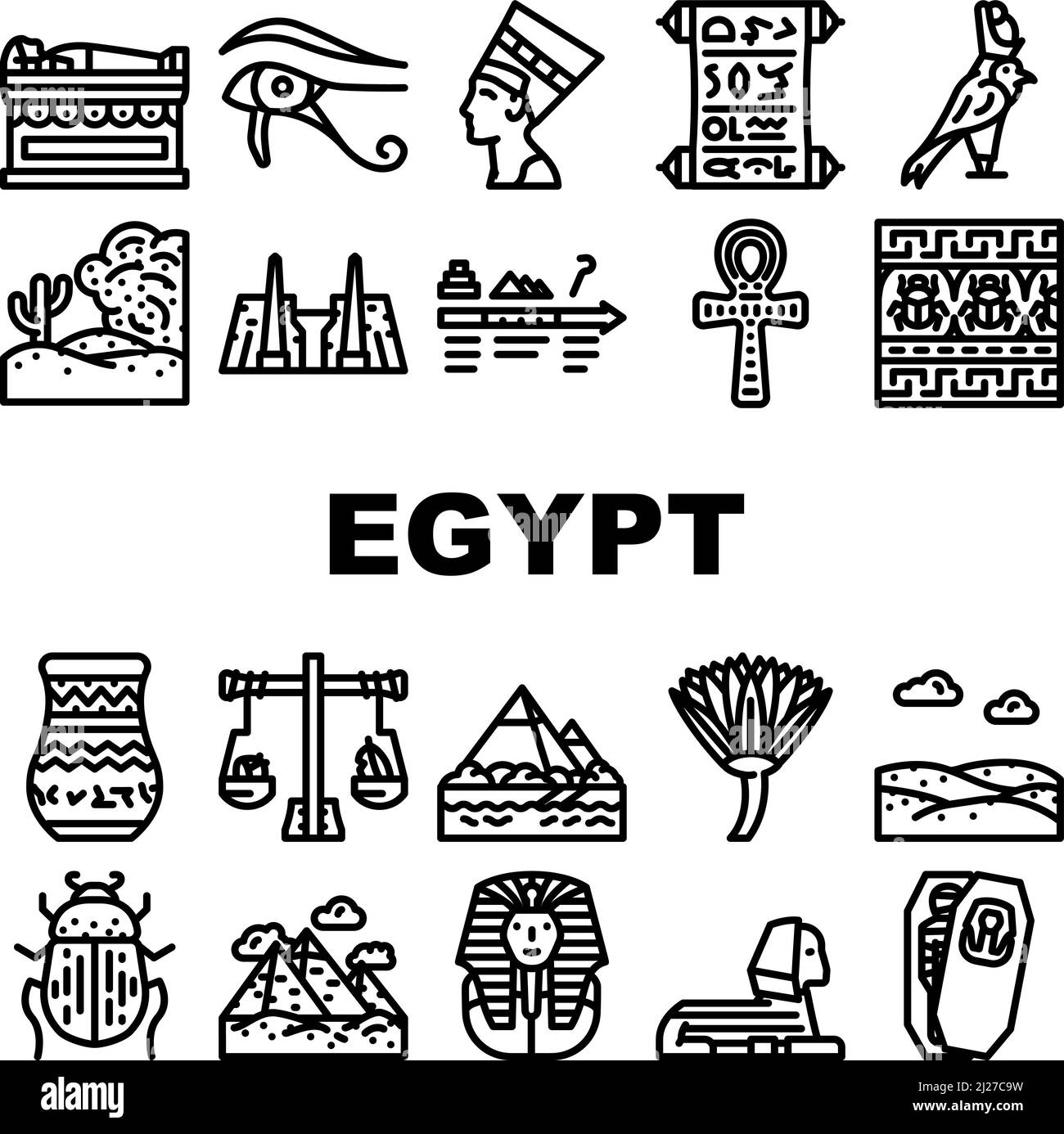 Egypt Civilization Landscape Icons Set Vector Stock Vector Image & Art ...