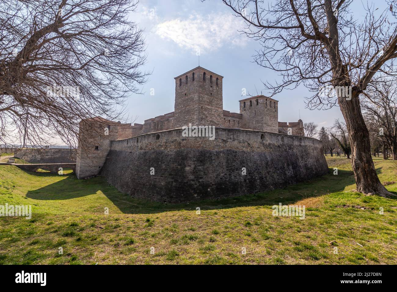 The preserved medieval fortress Baba Vida located on the Danube river ...