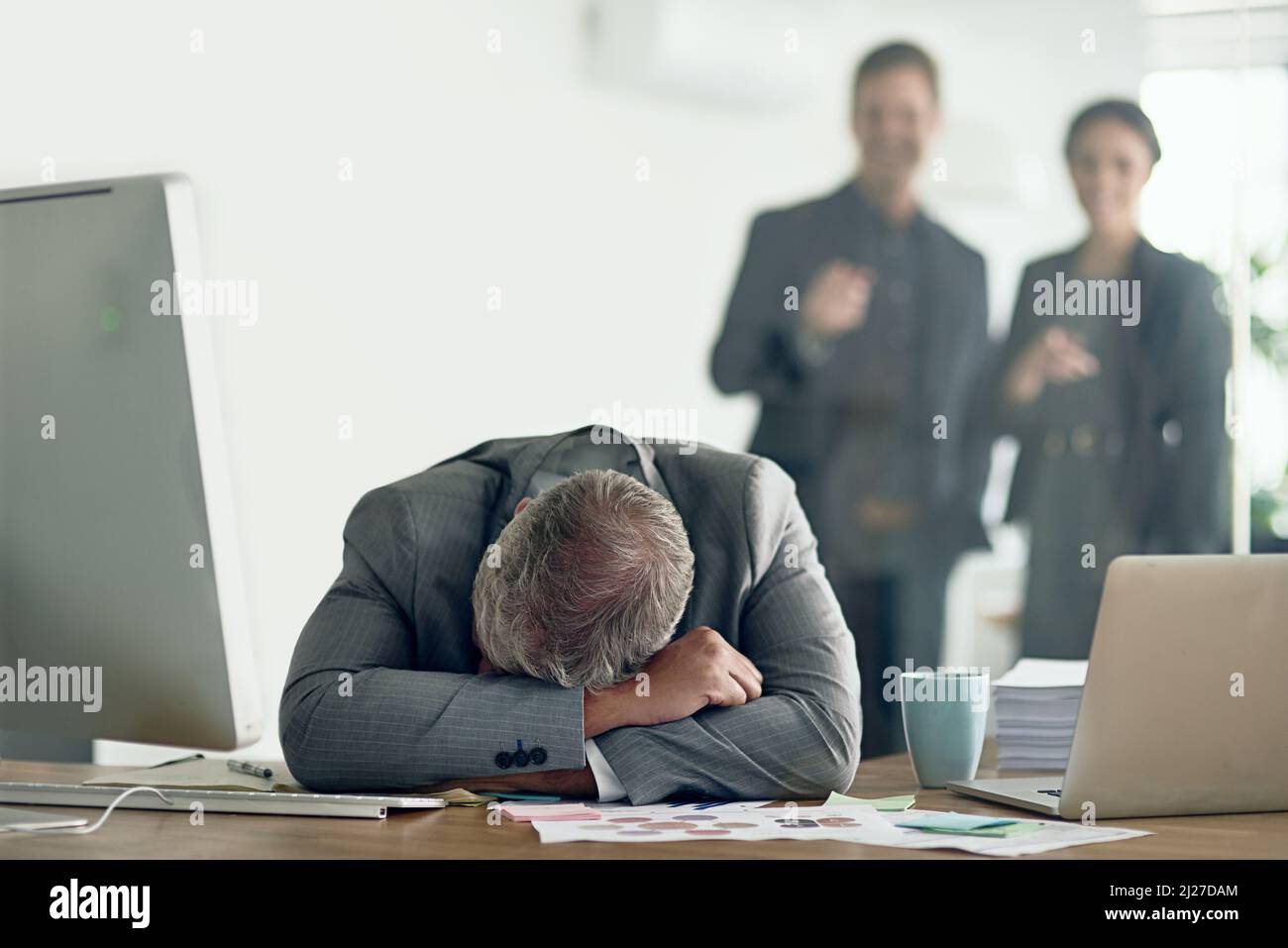 Pulling someone down wont help you reach the top. Shot of a dejected ...