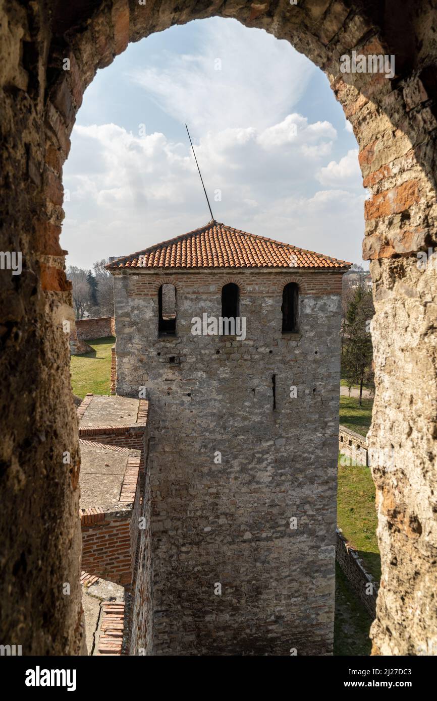 The preserved medieval fortress Baba Vida located on the Danube river ...
