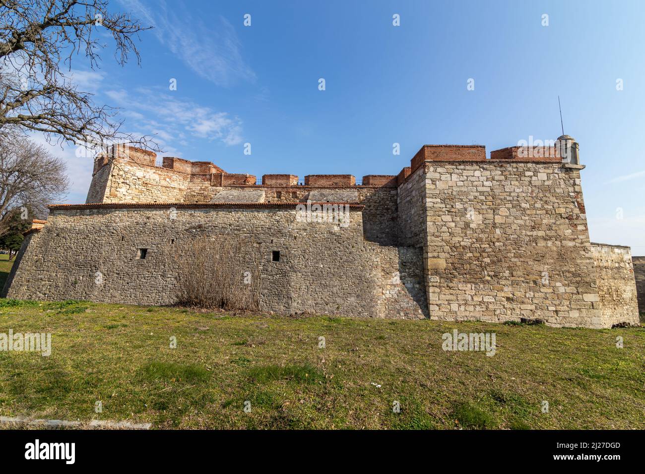 The preserved medieval fortress Baba Vida located on the Danube river ...