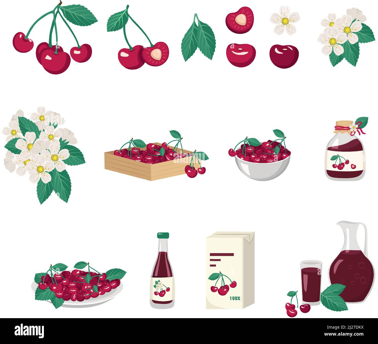 Cherry juice in bottle Stock Vector Images - Alamy