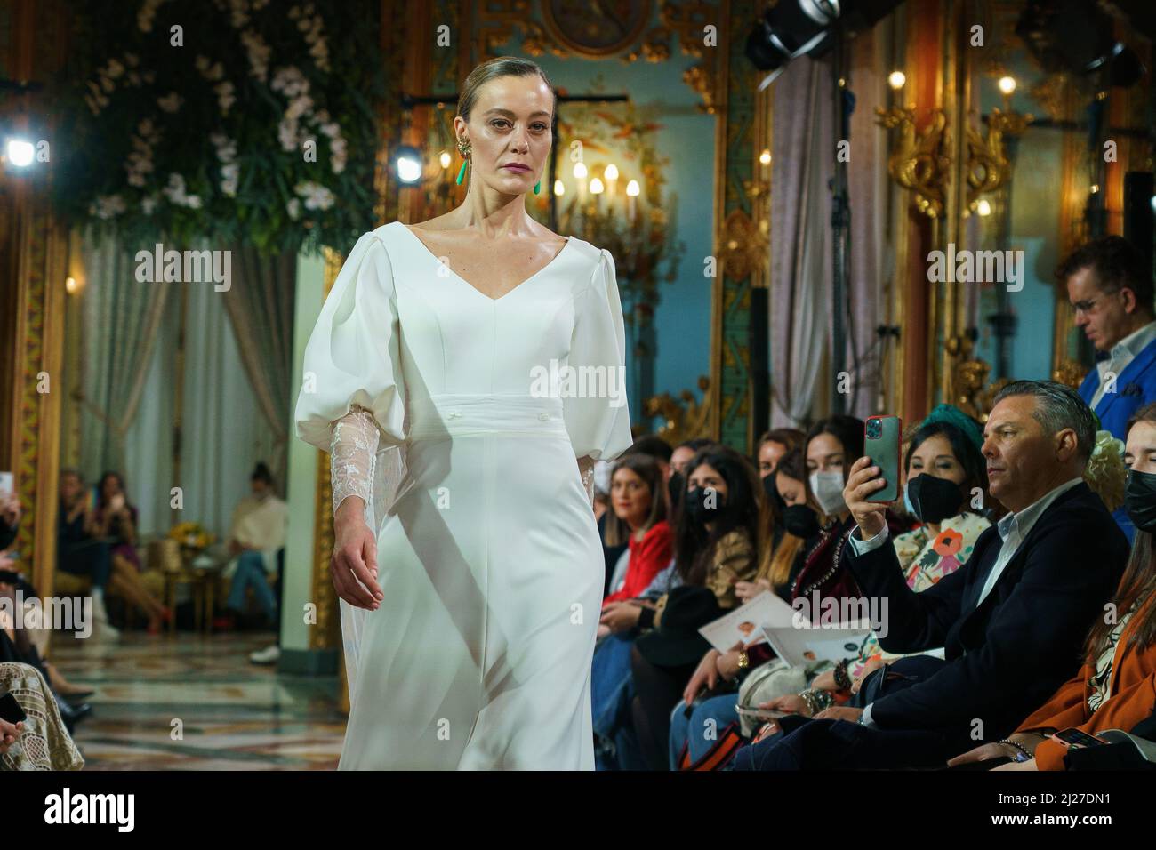 A model showcases Silvia Fernandez design during the Atelier Couture ...