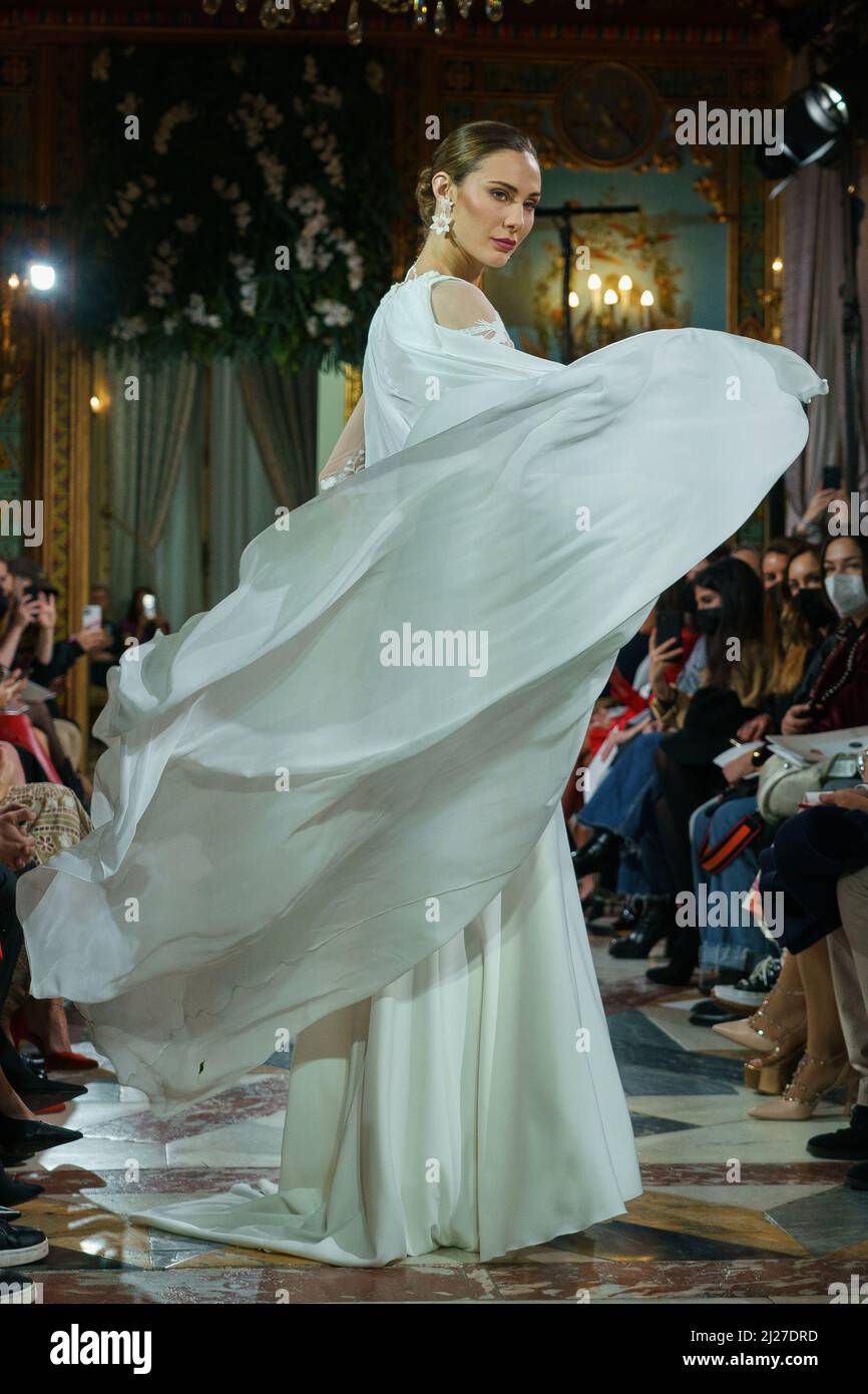 A model showcases Silvia Fernandez design during the Atelier Couture ...