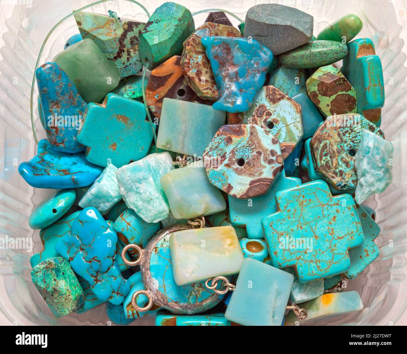 Turquoise Craft Semi Precious Stones Material in Box Stock Photo - Alamy