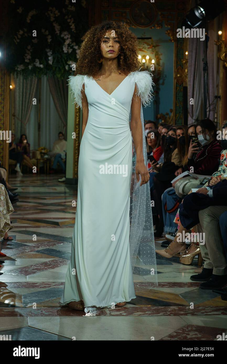 A model showcases Silvia Fernandez design during the Atelier Couture ...