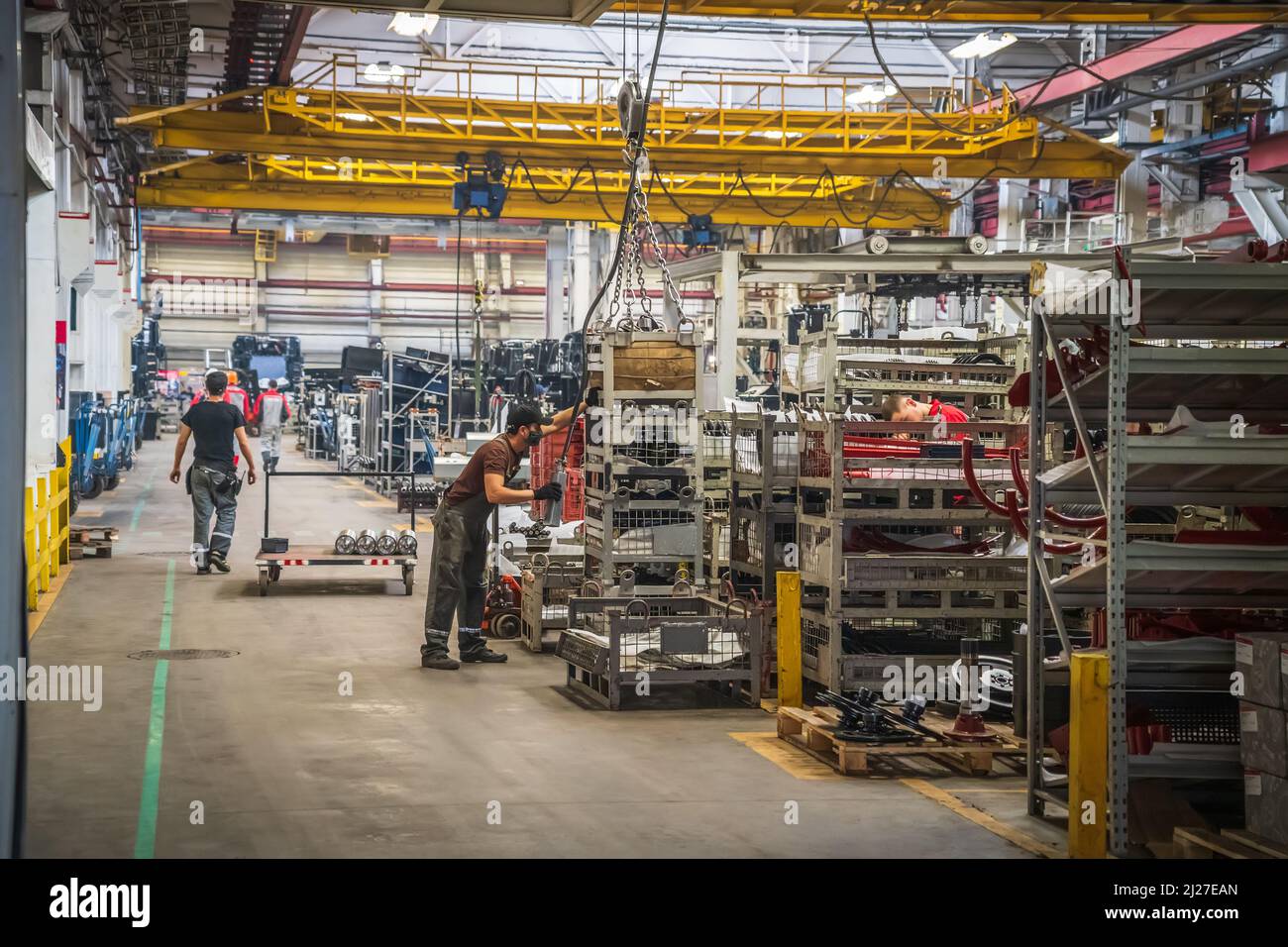 Large assembly shop at plant for production of modern agricultural ...