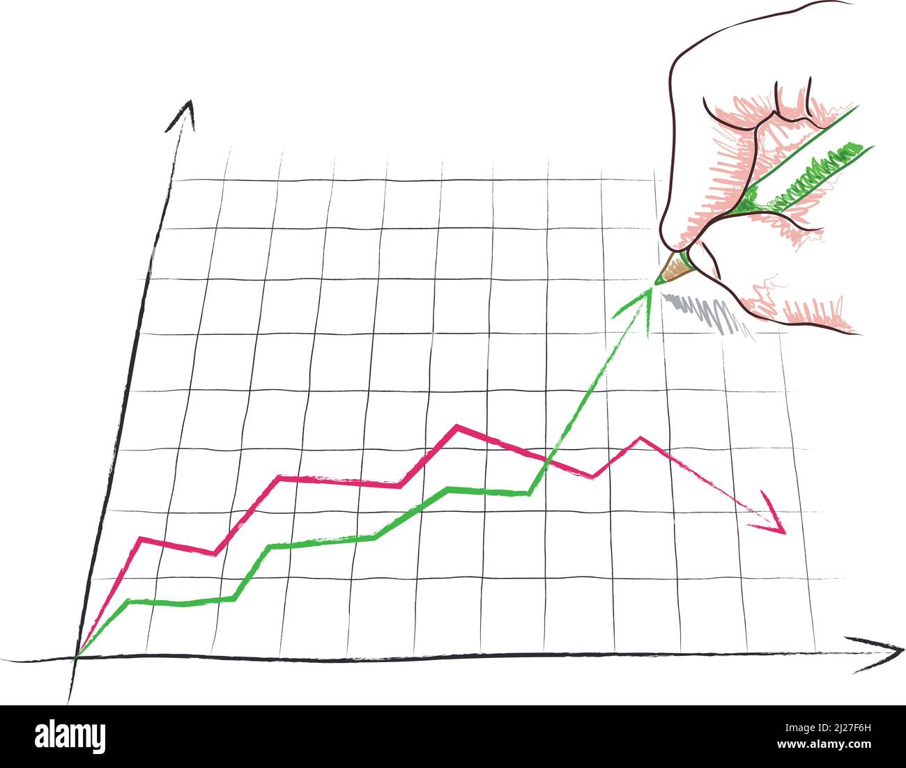 Hand draws a graph, vector illustration Stock Vector Image & Art - Alamy