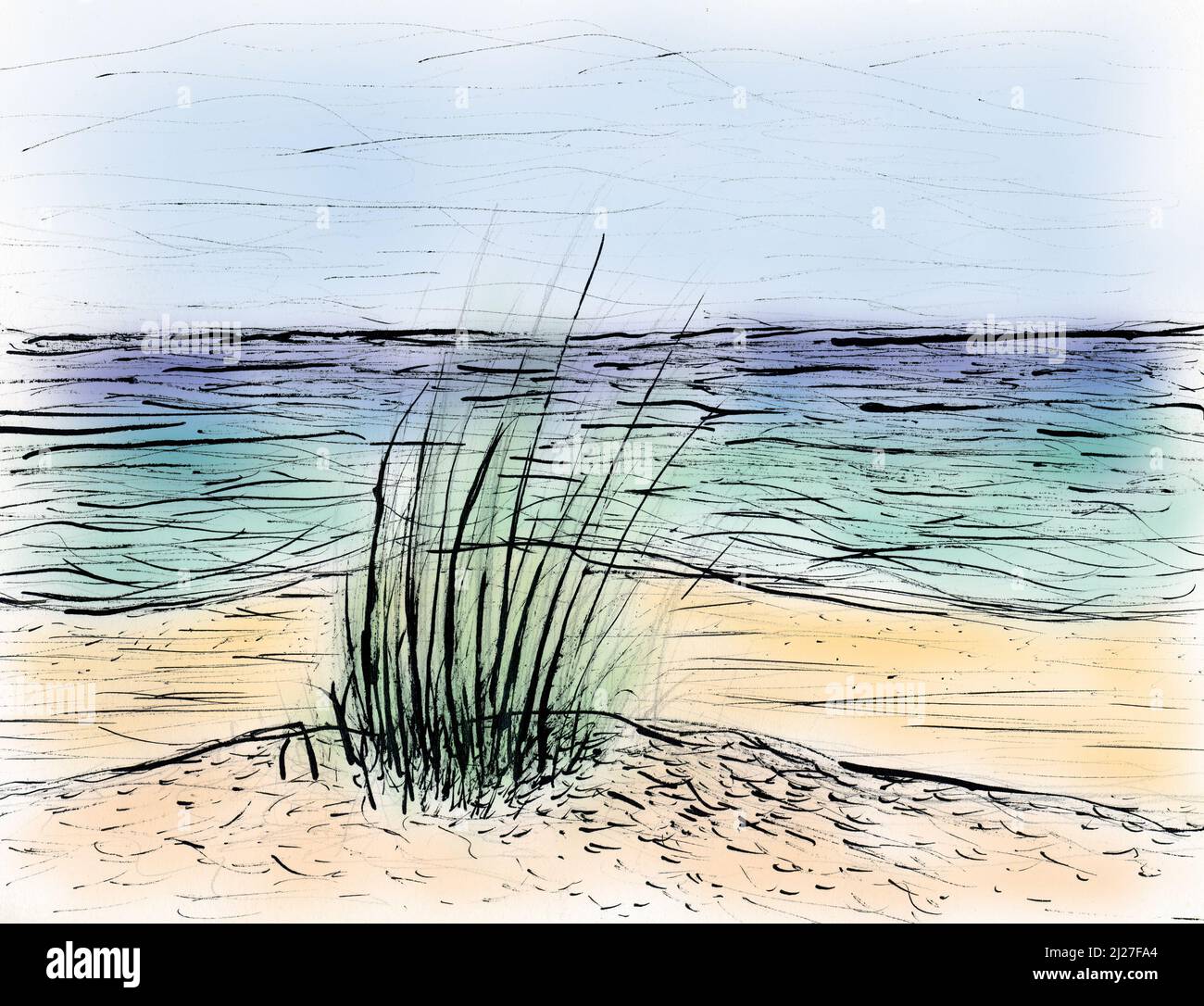 Sand dune beach painting hi-res stock photography and images - Alamy