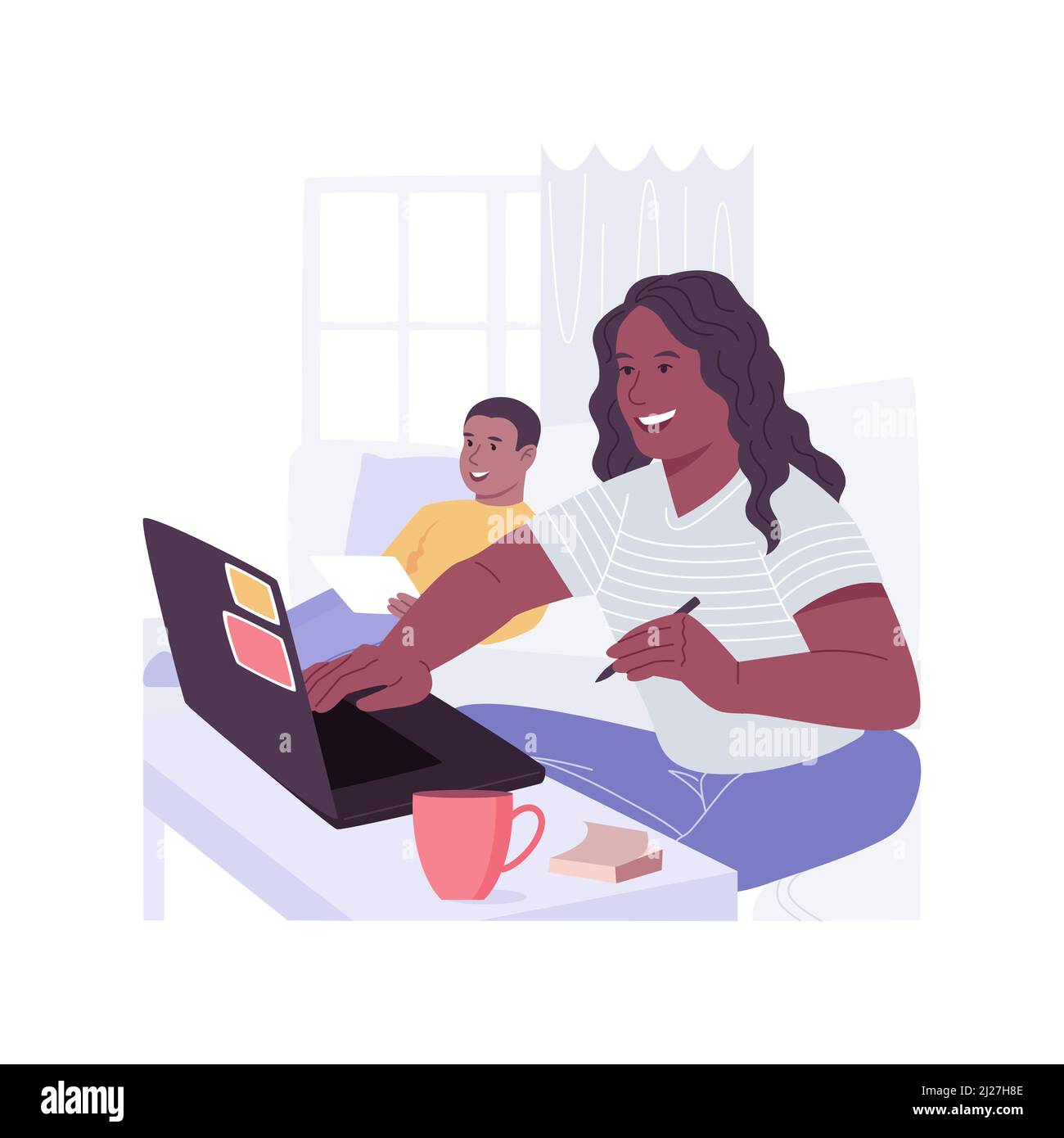 Working mom isolated cartoon vector illustrations Stock Vector Image ...