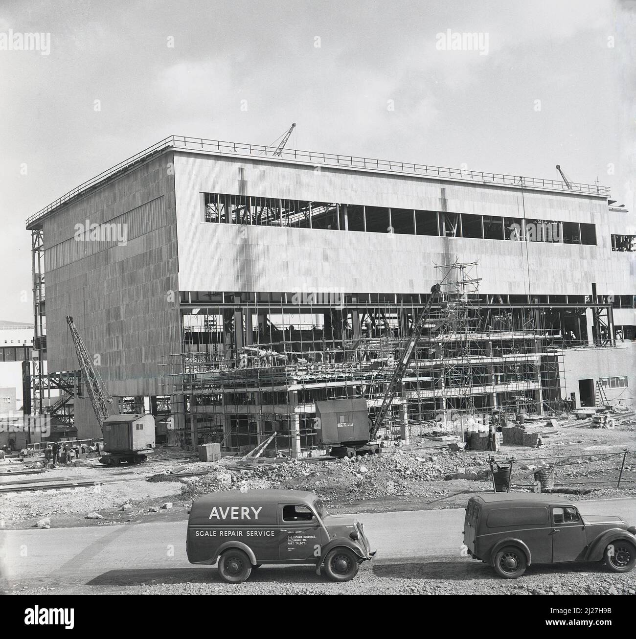 1950, historical, the Abbey Works steel complex at Port Talbot, Wales ...