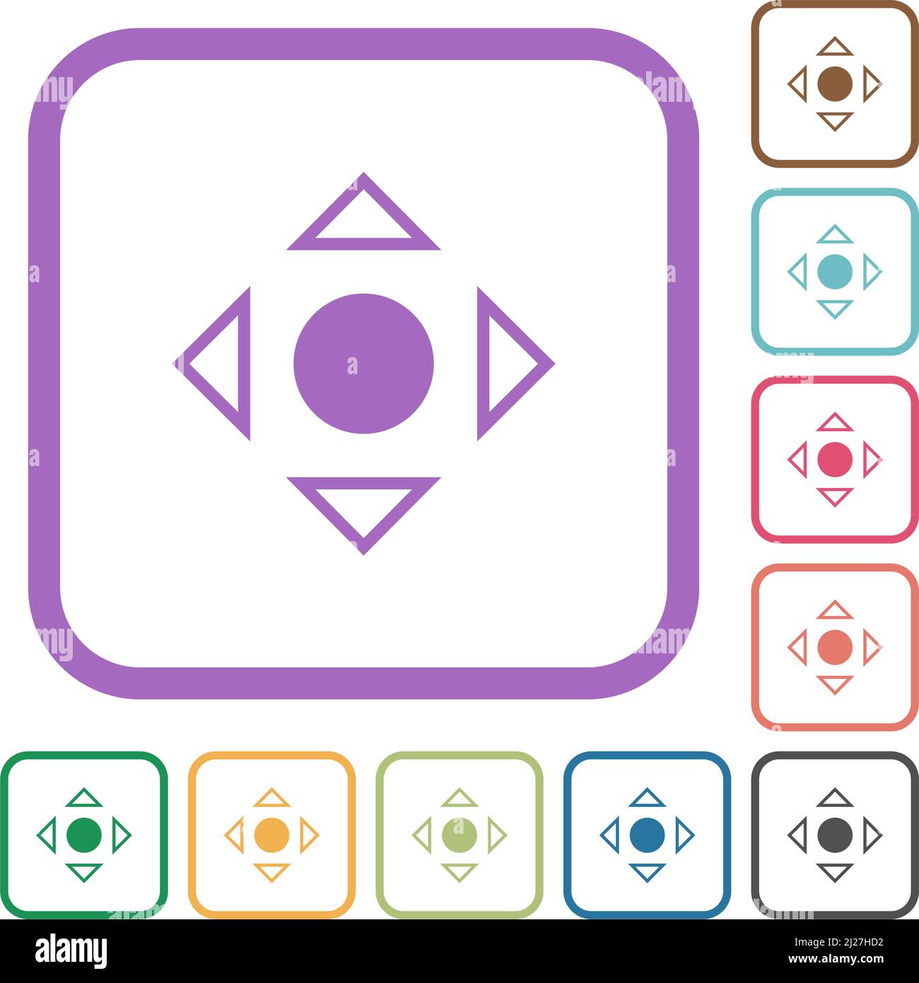 Scrolling tool alternate simple icons in color rounded square frames on white background Stock ...