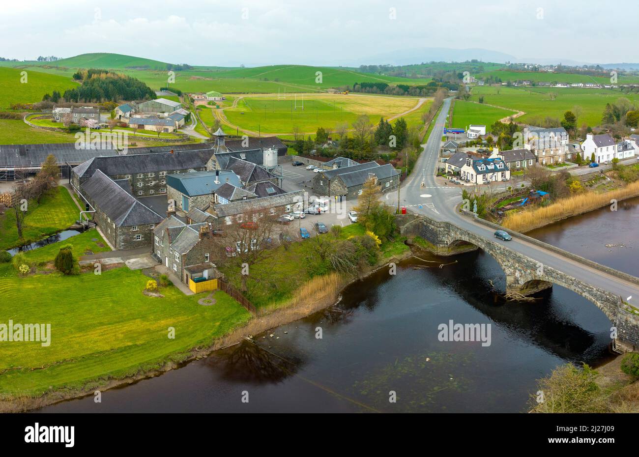 Aerial view of Bladnoch Distillery, southern most in Scotland, in ...