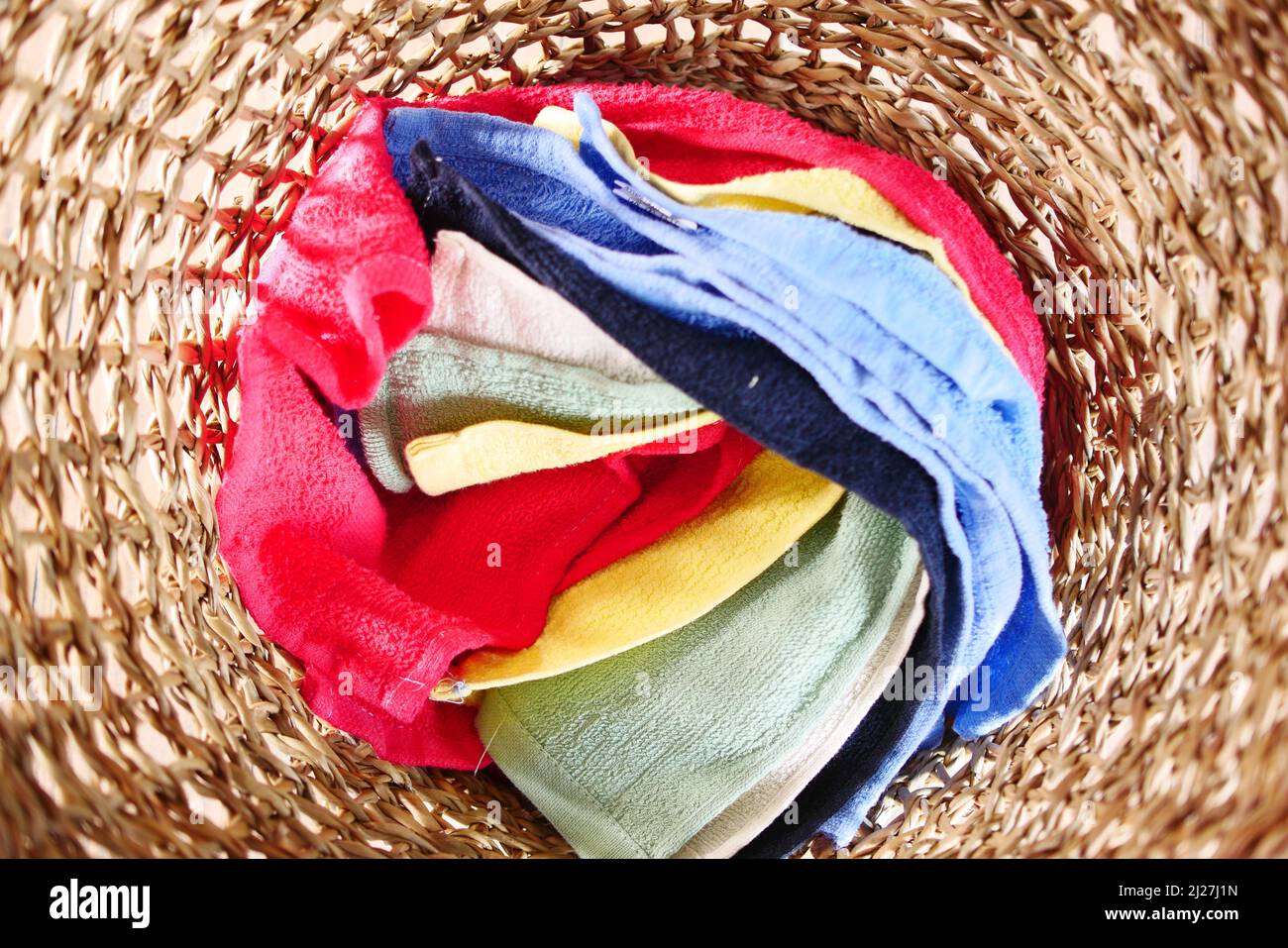 top view of Clothes in basket on floor Stock Photo - Alamy