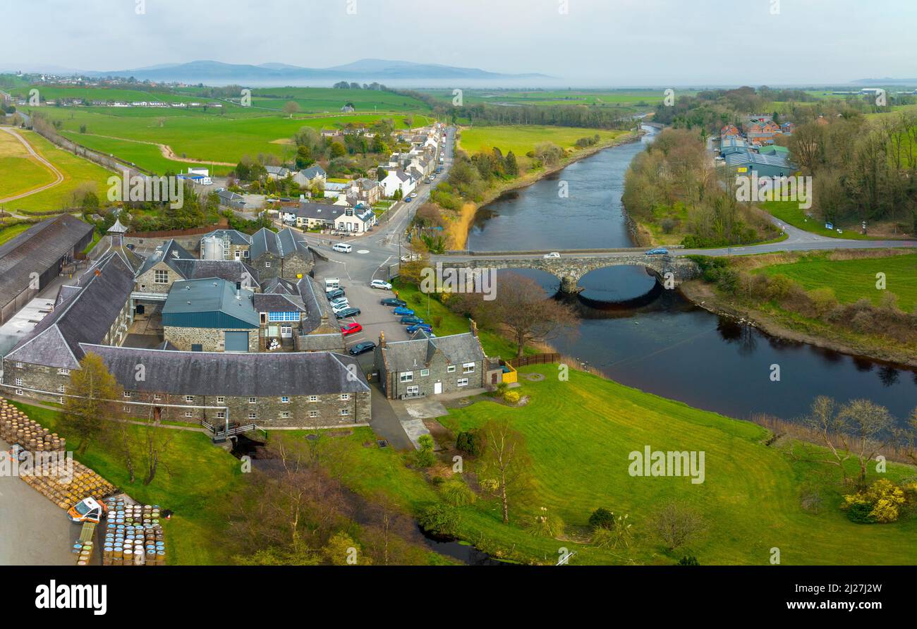 Aerial view of Bladnoch Distillery, southern most in Scotland, in ...
