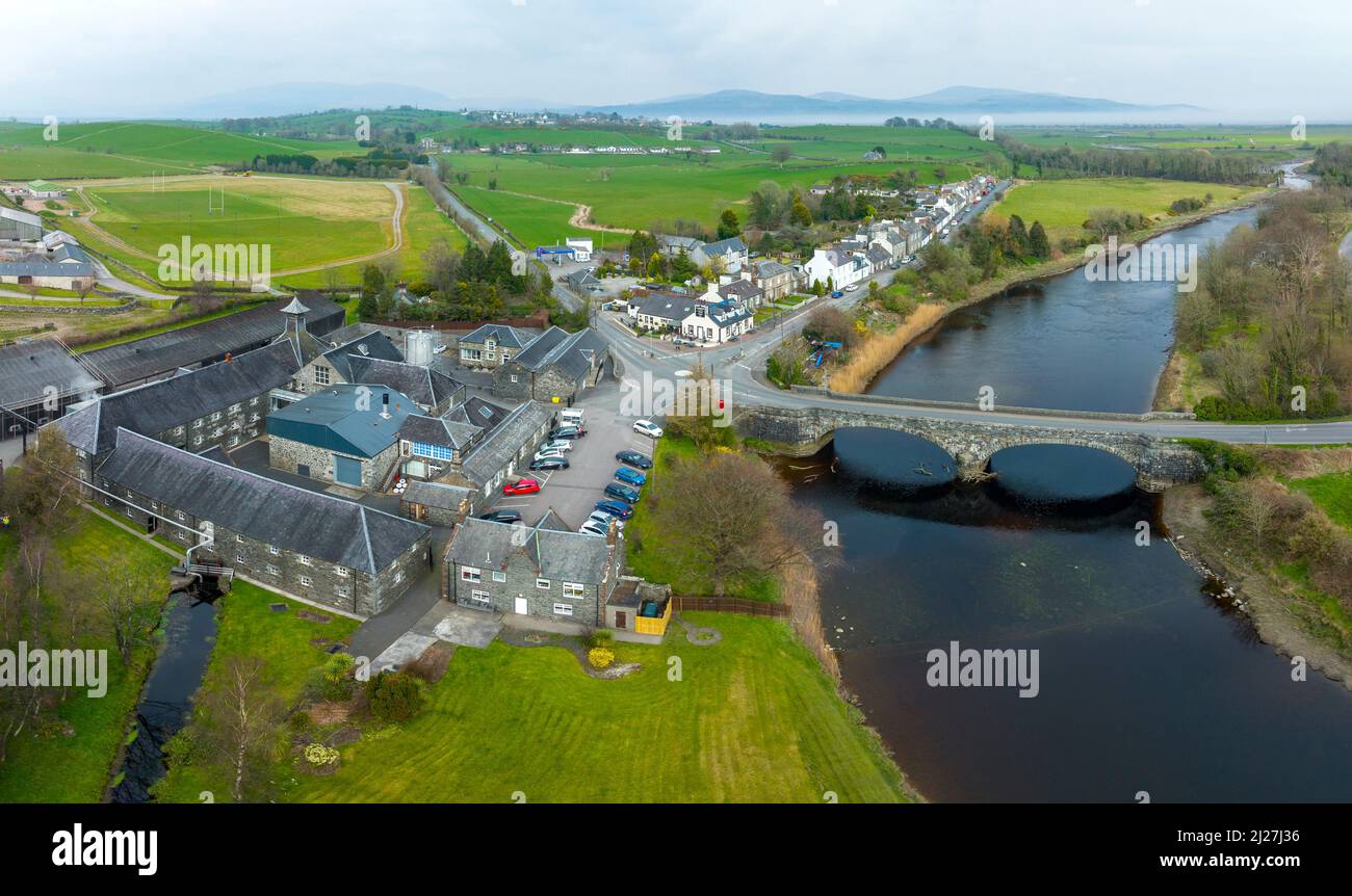 Aerial view of Bladnoch Distillery, southern most in Scotland, in ...