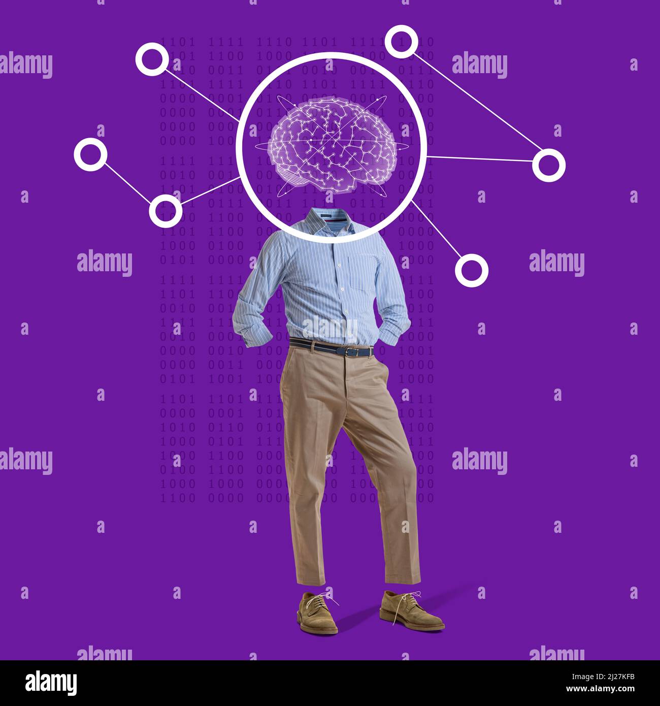 Contemporary art collage. Man silhouette, businessman with digital ...