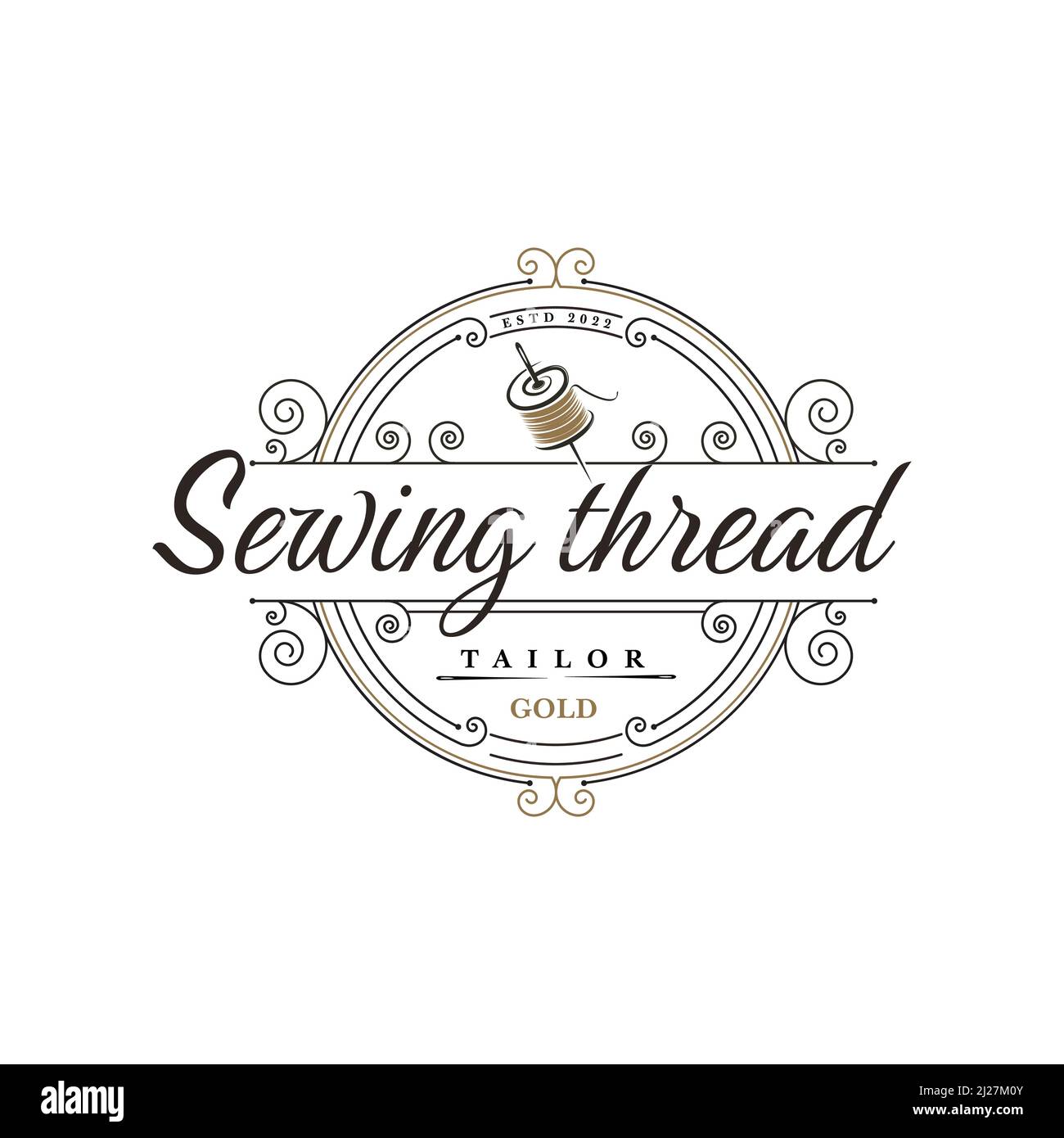 Vector illustration of a vintage logo for a tailor's workshop and a ...