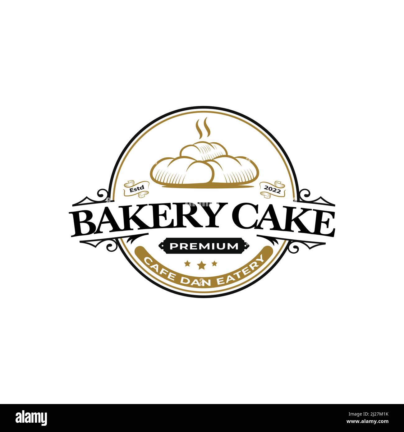 Vintage retro food illustration. Hipster emblem logo design. Bread logo ...