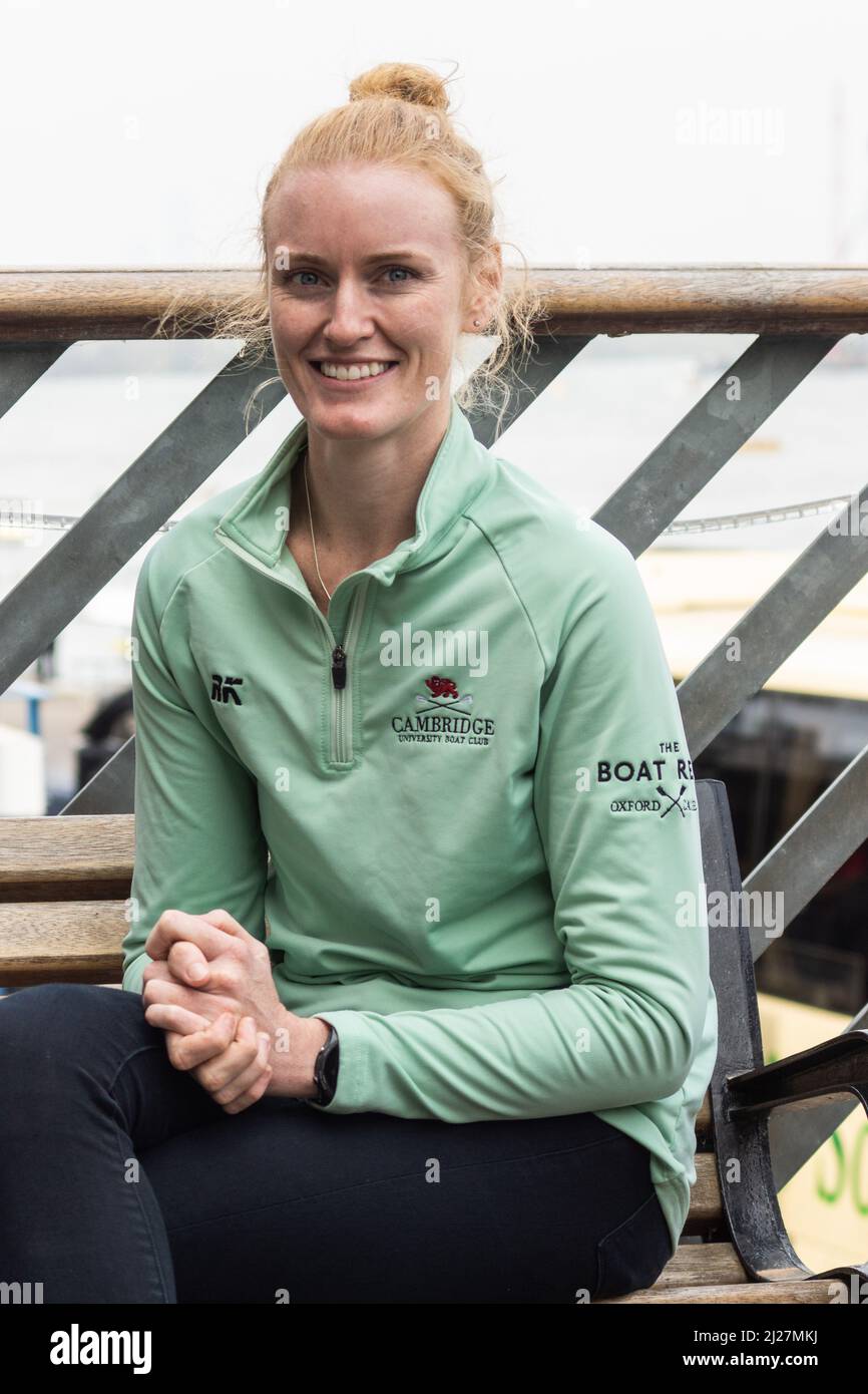 London, UK. 30th Mar, 2022. Oxford & Cambridge crews meet the press at ...