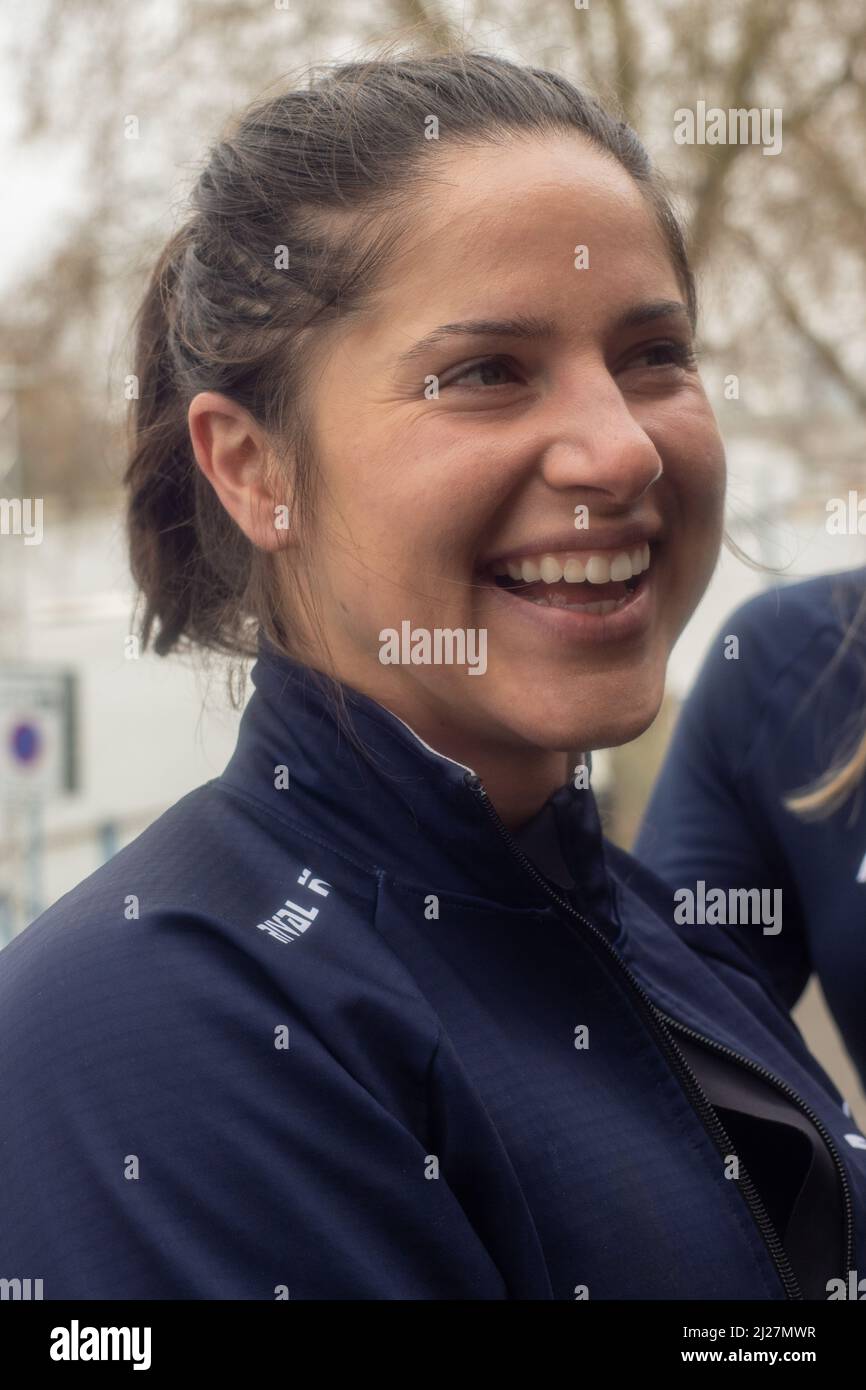 London, UK. 30th Mar, 2022. Oxford & Cambridge crews meet the press at ...