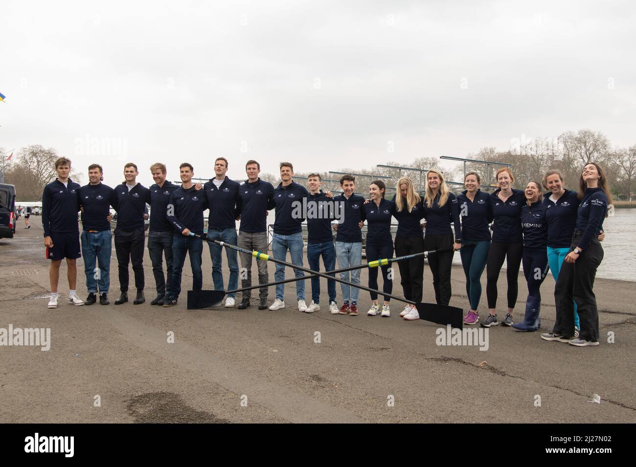 London, UK. 30th Mar, 2022. Oxford & Cambridge crews meet the press at ...