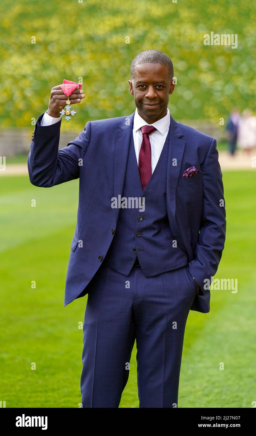 Adrian Lester after being presented his CBE by the Princess Royal ...