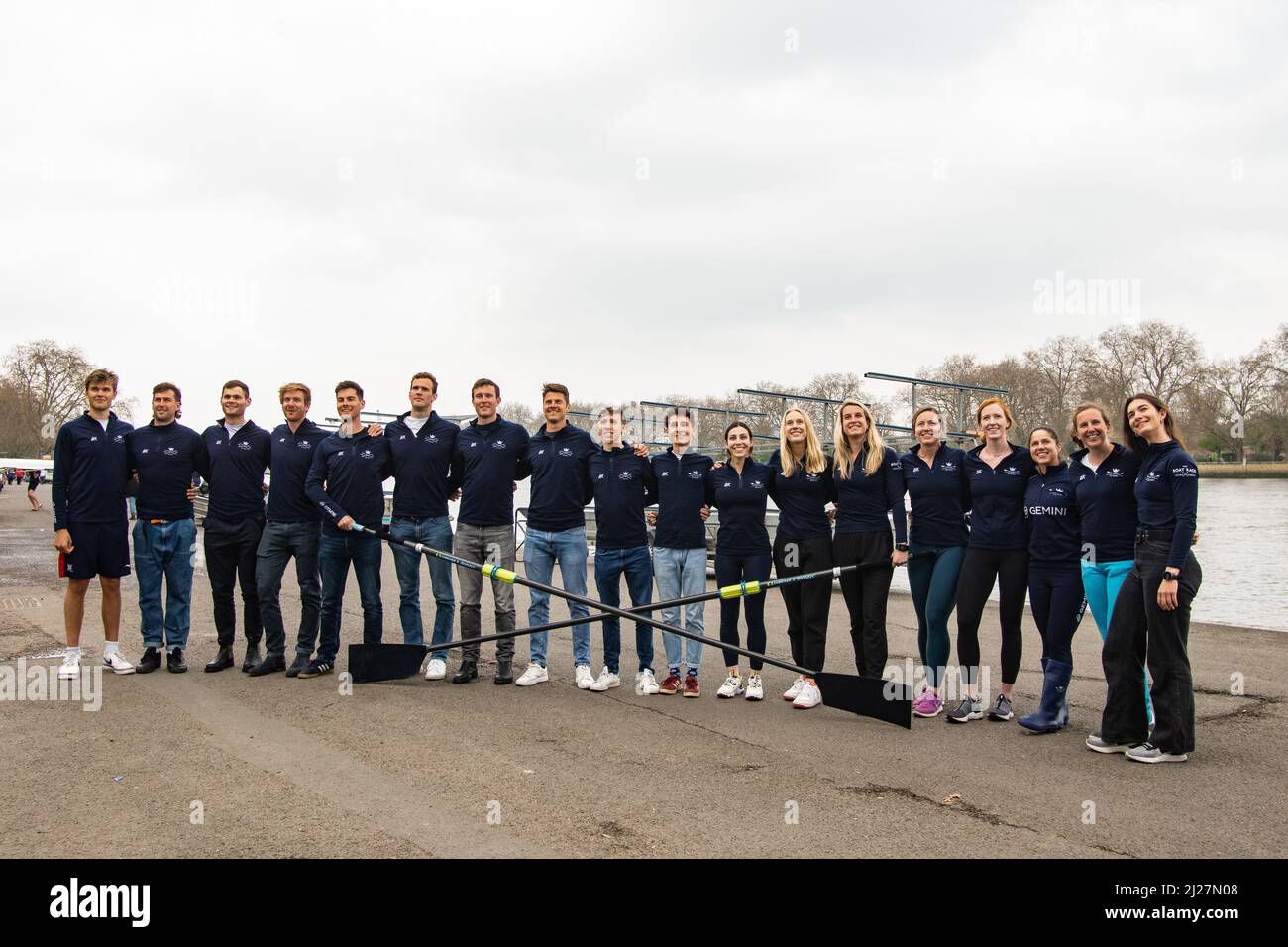 London, UK. 30th Mar, 2022. Oxford & Cambridge crews meet the press at ...