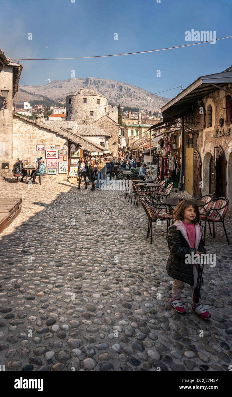 Mostar, Bosnia & Herzegovina, March 2022 - Cobbled streets of the ...