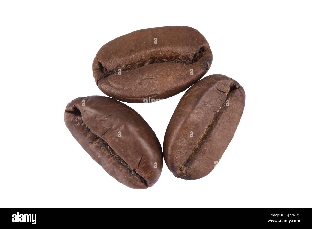 Three coffee beans isolated on a white background Stock Photo - Alamy