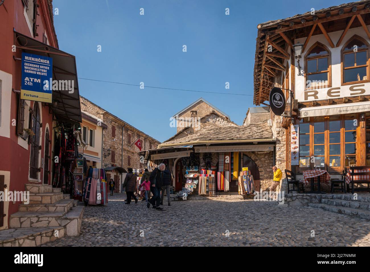 Mostar, Bosnia & Herzegovina, March 2022 - Old cobblestone street in ...